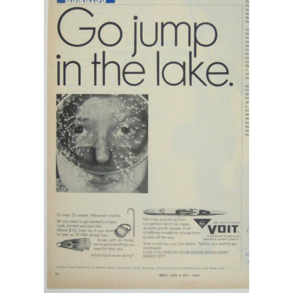 Voit | Other | Vintage 969 Print Ad Voit Scuba Gear Goggles Face Mask ...